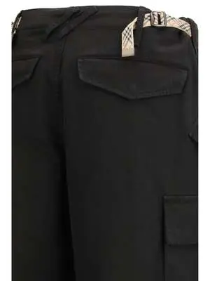 Burberry Cotton Twill Cargo Trousers - Black