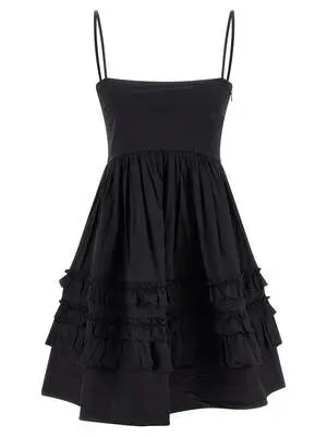 GANNI Mini Frill Dress - Black