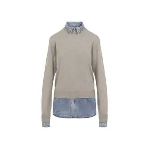 Acne Studios Layered Wool Sweater With Denim Detailing - Multicolor