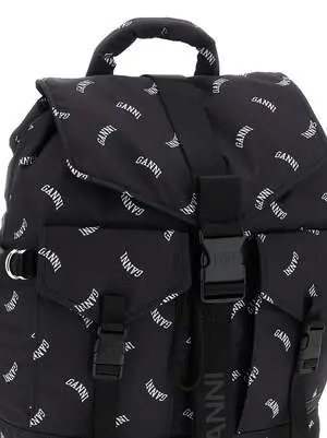 GANNI Re-tech Backpack With All-over Logo Print