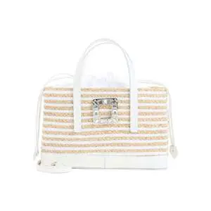 ROGER VIVIER Skate Straw Shopping Bag With Crystal Buckle - Multicolor