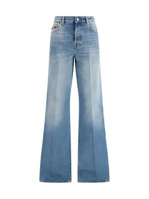 Gucci Cotton Denim Flare Jeans - Blue