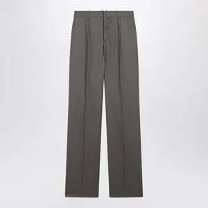 Saint Laurent Mid-rise Tailored Wool Trousers - Brown