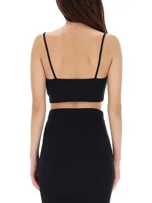 Off-White Spaghetti Strap Cropped Top - Black