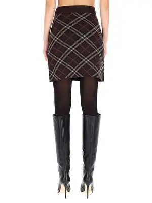 Burberry Ginny Wool And Cashmere Blend Checked Mini Skirt - Brown