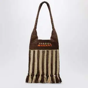 Isabel Marant Étoile Striped Raffia Bag With Fringe Trim