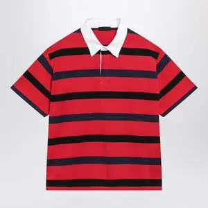 Prada Short-sleeved Polo Shirt With / Blue Stripes