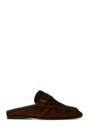 Saint Laurent Suede Le Loafers Slippers - Brown