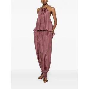 Zimmermann Halter Neck Beaded Silk Blouse - Purple