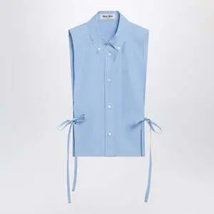 Miu Miu Cotton Poplin Sleeveless Shirt With Tie Detail - Blue