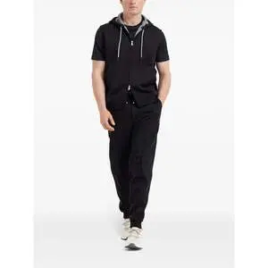 Brunello Cucinelli Cotton-cashmere Blend Sleeveless Zip-up Hoodie - Black