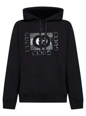 Gucci Black Cotton Jersey Printed Hoodie