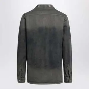 Rick Owens V-neck Shirt In Grey Degrade Denim