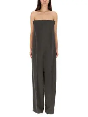JEAN PAUL GAULTIER JEAN PAUL GAULTIER Strapless Wool Blend Jumpsuit Gray