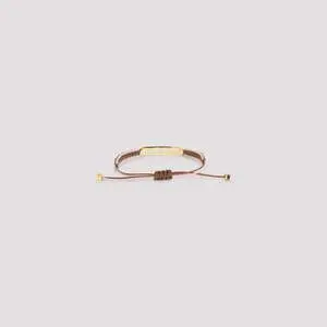 Miu Miu Woven Cord Bracelet With Logo Plaque