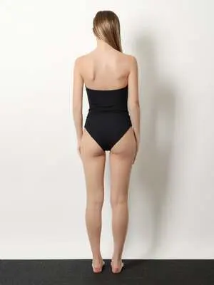 TOTEME Ribbed Knit Strapless One-piece Swimsuit - Black