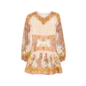 Zimmermann Floral Print Silk And Cotton Dress - Cream