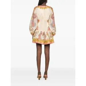 Zimmermann Floral Print Silk And Cotton Dress - Cream