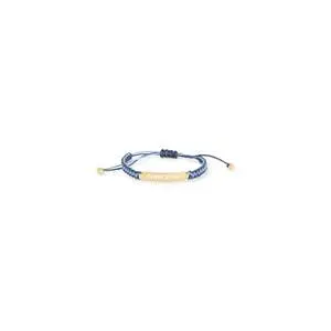 Miu Miu Cord Bracelet With Gold-toned Logo Plaque - Blue