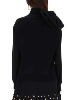Moschino Virgin Wool High Neck Top With Flower Detail
