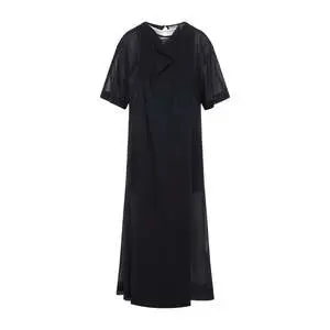 Carven Sheer Draped Midi Dress - Black