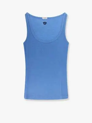 Versace Wool Tank Top With Logo Detail - Blue