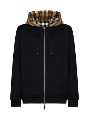 Burberry Checked Hood Zip Hoodie - Multicolor