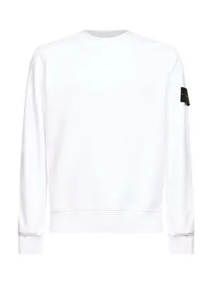 Stone Island Organic Cotton Crewneck Sweatshirt With Ribbed Details - Multicolor