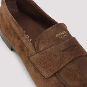 Prada Suede Calf Leather Loafers - Brown