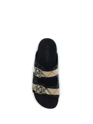 Burberry Check Embossed Suede Urchin Sandals - Multicolor