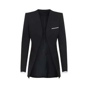 TOM FORD Collarless Jacket With White Piquet Contrasting Details