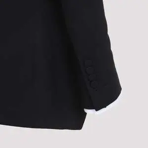 TOM FORD Collarless Jacket With White Piquet Contrasting Details