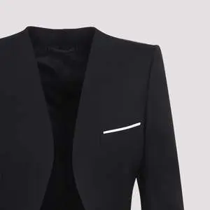 TOM FORD Collarless Jacket With White Piquet Contrasting Details