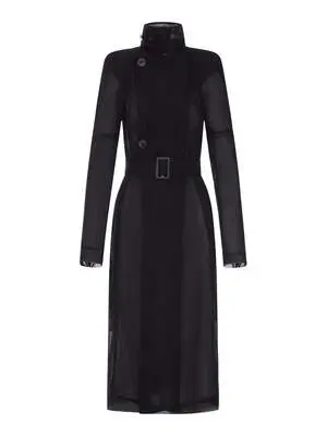 Rick Owens Maria Trench Coat In Organza - Black