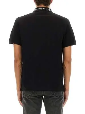 Alexander McQueen Polo Shirt With Logo On The Collar - Black