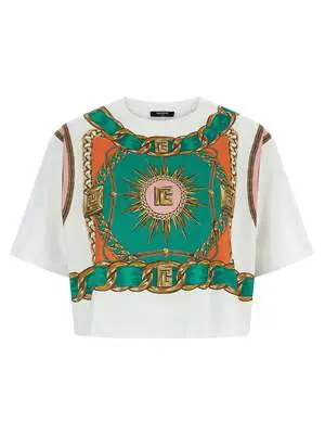 Balmain Printed Cropped T-shirt