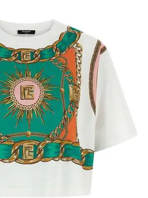 Balmain Printed Cropped T-shirt