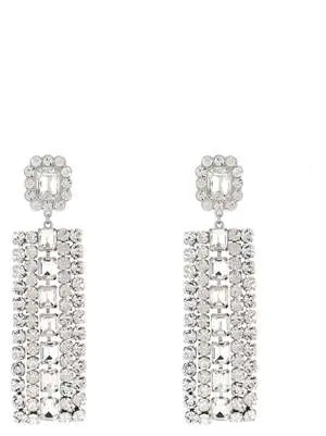 SELF-PORTRAIT Multi Crystal Droplet Dangle Earrings - Silver