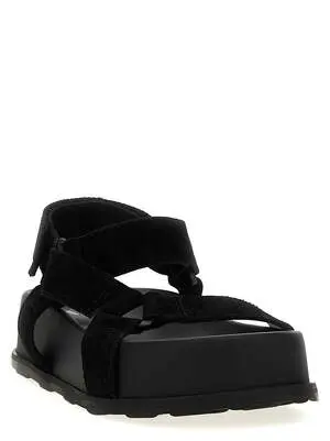 Moschino Suede Platform Sandals With Adjustable Logo Strap