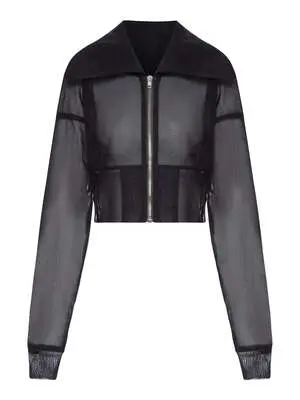 Rick Owens Cropped Dracucollar Bomber Jacket - Black