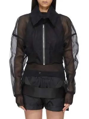 Rick Owens Cropped Dracucollar Bomber Jacket - Black