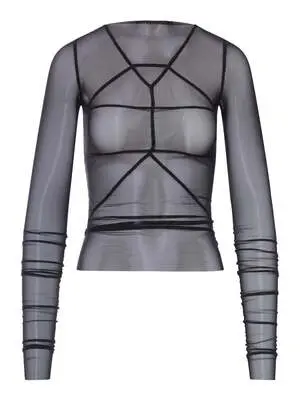 Rick Owens Temple T-shirt In Transparent Tulle - Black