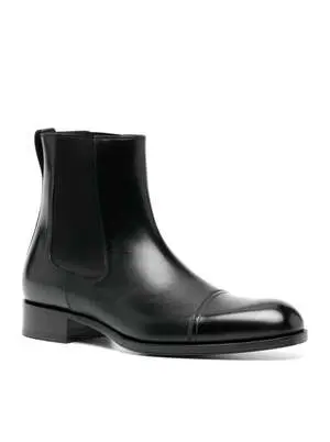 TOM FORD Edgar Chelsea Boot In Burnished Leather - Black