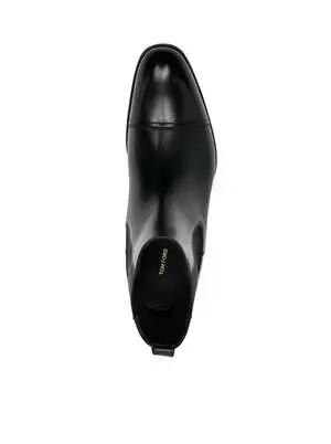 TOM FORD Edgar Chelsea Boot In Burnished Leather - Black