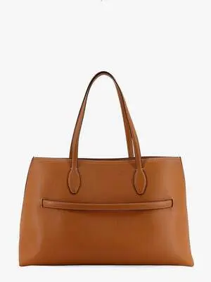 TOTEME Leather Shoulder Bag With Lettering Logo - Tan