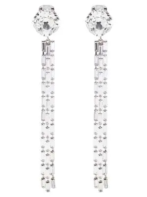 Alessandra Rich Crystal Tasseled Drop Earrings - Silver