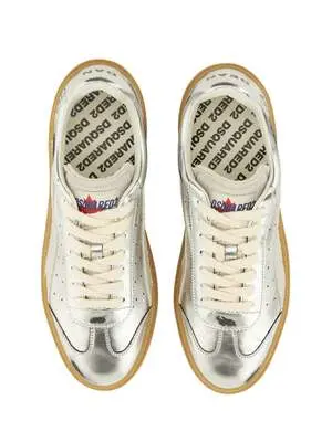 Dsquared2 Metallic Leather Lace-up Sneakers - Silver