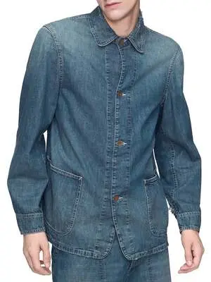MAISON MARGIELA Denim Caban Jacket With Distressed Details - Multicolor