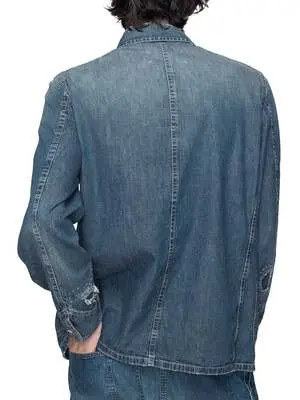 MAISON MARGIELA Denim Caban Jacket With Distressed Details - Multicolor