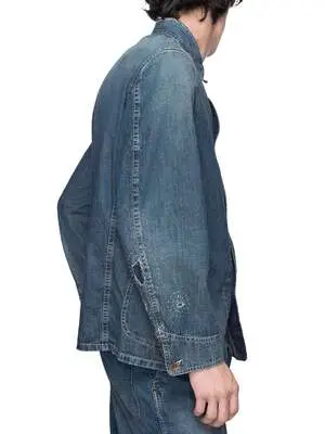 MAISON MARGIELA Denim Caban Jacket With Distressed Details - Multicolor